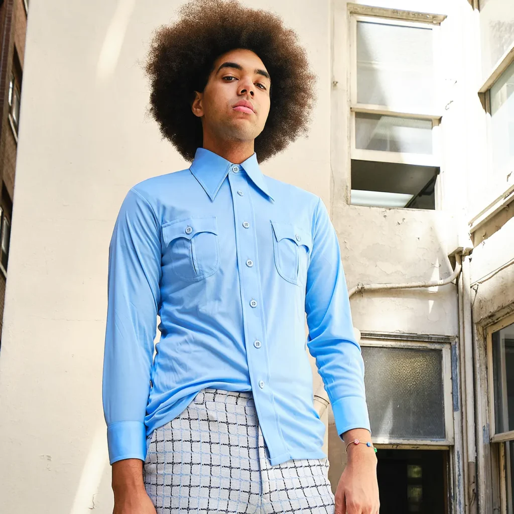 1970s Sky Blue nylon shirt by Martini - QUIRK